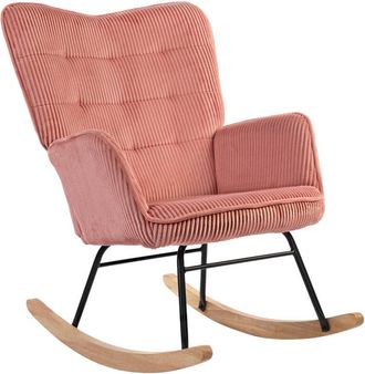 HOMCOM Homcom - Schaukelstuhl, Schaukelsessel mit Kordoptik, Armlehne, Gepolsterter Sessel mit Holzkufen, Relaxsessel f&uuml;r Wohnzimmer, Schlafzimmer, bis