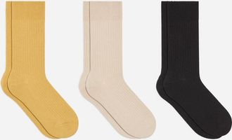 Arket Gerippte Socken Aus Supima-Baumwolle 3er-Pack -Gelb
