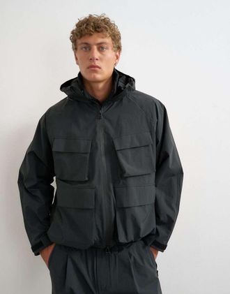 Topman Oversize Utility-Jacke in Schwarz