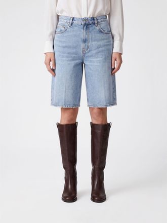 Toteme Bermuda en denim de coton &agrave; taille haute et cinq poches