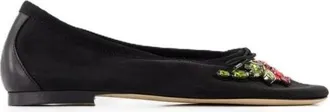 Simone Rocha Femme, Chaussures, Noir, Taille: 37 EU Ballerines en maille avec fleur ornementale