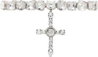 Blumarine Femme, Accessoires, Gris, Taille: ONE Size Collier ras du cou en m&eacute;tal avec pierres pr&eacute;cieuses et pendentif