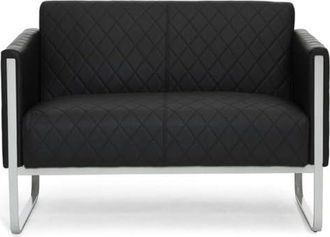 hjh OFFICE Canapé Lounge 2 Places Aruba Step Similicuir Canapé rembourré Moderne avec Structure métallique, 111 x 78 x 71 cm, Noir