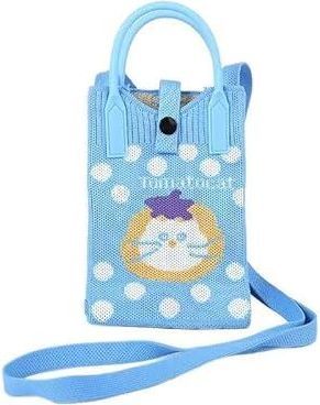 Generic Sac &agrave; bandouli&egrave;re tricot&eacute; pour t&eacute;l&eacute;phone portable avec boucle magn&eacute;tique, sac &agrave; bandouli&egrave;re carr&eacute; vertical en fibre de polyester, 12 x 18 cm avec sang