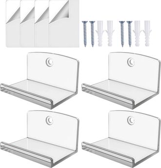 Generic Zur Pr&auml;sentation Von Schallplatten - Wandhalterung F&uuml;r Schallplattenhalter, 4-teiliges Acrylregal, Wandhalterung F&uuml;r Schallplatten Aus Acryl F&uuml;r Wohnz