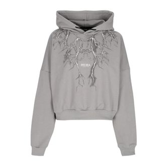 Phobia Archive Lightning Crop Hoodie - - Sweatshirts & Hoodies - Damen - Grau - L