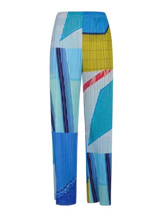 Pleats Please Issey Miyake Pantalons D&eacute;contract&eacute;s - Bleu