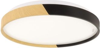 Licht-Erlebnisse Licht-erlebnisse - Plafonnier led m&eacute;tal d : 33 cm IP44 bois (ch&ecirc;ne) noir rond 4000 k lumi&egrave;re blanc neutre 970 lm