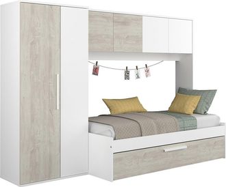 Vente-Unique Indomita Bedroom with Trundle Bed White and White Distressed 6006 Reversible