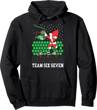 Trendy Apparel Christmas Team Six Seven Santa Dunking On Elf Pullover Hoodie