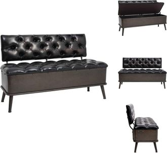 vidaXL Vidaxl - Sitzbank mit Stauraum und Rückenlehne 110cm Schwarz Kunstleder - Vintage Möbel - Aufbewahrungsbank - Wohnzimmer Deko - Garderobe