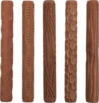 DOITOOL GALPADA 5 St&uuml;ck Teiliges T&ouml;pferwerkzeug Holzgriff Leichte Modellierwalzen f&uuml;r Knete Wiederverwendbare Texturrollen Einfach zu Reinigen f&uuml;r DIY Bastelp