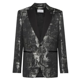 Philipp Plein Homme, Vestes, Noir, Taille: M Jacquard Blazer Lord Fit Skull
