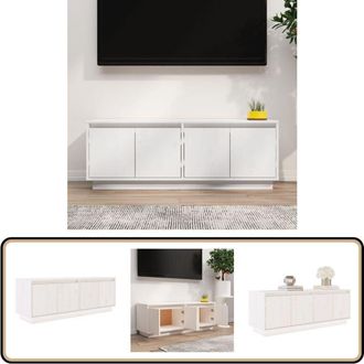 vidaXL Vidaxl - Meuble tv Blanc 110x34x40 cm Bois de pin massif - Meuble Tv - Meuble Téléviseur - Armoire Tv - Bibliothèque Murale - Rangement Tv