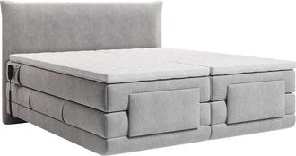 Vente-Unique Ensemble complet boxspring t&ecirc;te de lit + sommiers relaxation &eacute;lectrique + matelas + surmatelas - 2 x 90 x 200 cm - Tissu - Gris clair - ZANORO de
