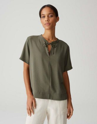 OPUS Kurzarmshirt SERGLI Regular mit femininen Bindedetail