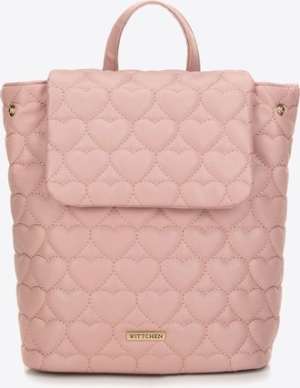 Wittchen Damenrucksack aus &Ouml;ko-Leder, gesteppt mit Herzen, rosa