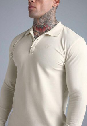 Siksilk T-Shirt SikSilk Herren Ecru Langarm Button-Polo
