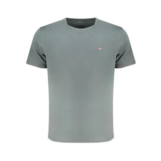 Napapijri Gr&uuml;nes Baumwoll-T-Shirt mit gesticktem Logo - - Tops - Herren - Gr&uuml;n - 3XL
