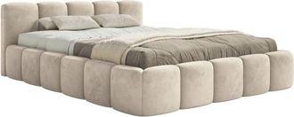 Selsey Cloudy Low - Polsterbett 160x200 cm, wasserabweisender Samt, Hellbeige - Selsey