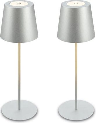 Briloner 2er-Set LED Tischlampen kabellos mit Touch, dimmbar in Stufen, h&ouml;henverstellbar, Nachttischlampe, Leselampe, Campinglampe, Tischleuchte, Akku Lampe, O
