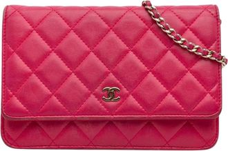 Chanel Pre-owned Portefeuille sur cha&icirc;ne classique matelass&eacute; en cuir - Femme - Pre-owned - Rose - Taille: ONE Size