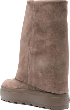 Casadei Suede Platform Boot - Taupe