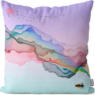 Void Watches Kunst Regenbogen Landschaft Berge Kissenbezug Kissenhülle Polyester Dekoration Outdoor Dekokissen, Kissen Größe:60 x 60 cm