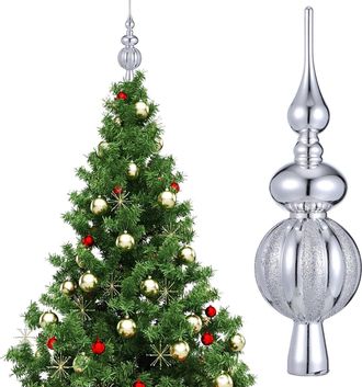 BESPORTBLE Christbaumspitze Glas Silber, Baumspitze Mit Endst&uuml;ck Weihnachtsbaumspitze Weihnachtsdekoration Ornament Dekoration Kunststoff Baumspitze F&uuml;r Den Inne