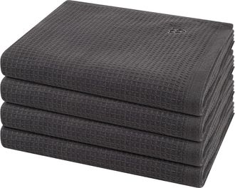 ROSS 4 teiliges Frottier-Set - Pique (4 X Handtuch im Set) - 520 g/m2 - Baumwolle - Pique - saugstark - weich und flauschig - Anthrazit