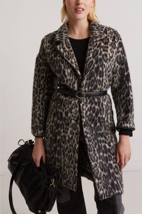 Gerard Darel Manteau tailleur en laine alpaga l&eacute;opard - SELENA - Noir