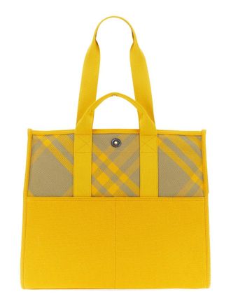 Burberry Mens Shopper Bag Yellow Cotton Handbags Hand