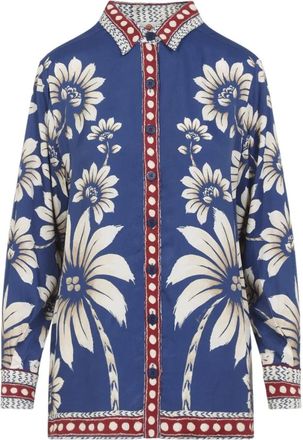 Farm Rio Farm Rio, Femme, Blouses et Chemises, Multicolore, Taille: 36 FR Luna Pajama Shirt