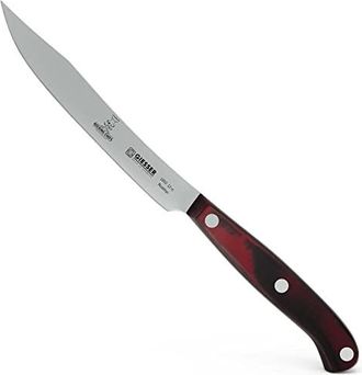 GIESSER seit 1776 - Made in Germany - Steakmesser 12 cm Rocking Chefs, PremiumCut Steak No 1, rostfrei, Micarta, rot, genietet, rostfrei, deutsches Grillmesse