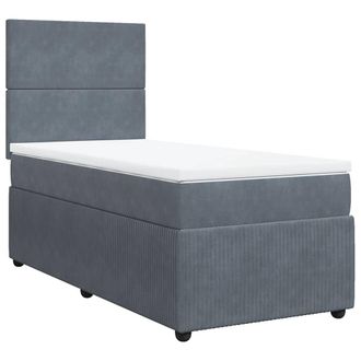 vidaXL Giroletto A Molle Con Materasso Grigio Scuro 90x200 Cm Velluto - Vidaxl