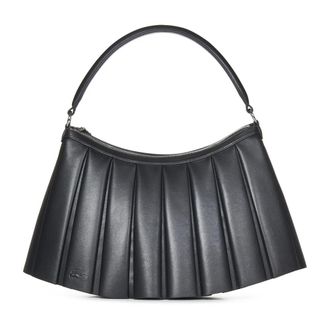 Lacoste Plissiertes Leder schwarze Taschen mit Krokodil - - Bags - Damen - Schwarzk - ONE SIZE