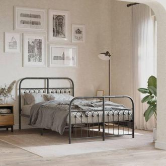 vidaXL Cadre de lit m&eacute;tal sans matelas avec pied de lit noir 120x190cm Vidaxl