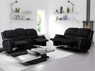 Vente-Unique Canap&eacute;s 3 Places et 2 Places Relax en Microfibre Hernani - Noir