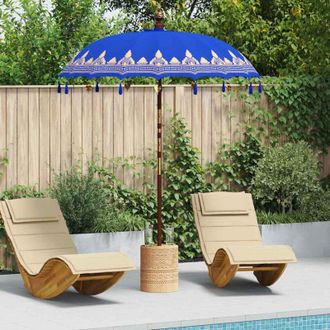 vidaXL Vidaxl - Parasol balinais Bleu (180-190) x 260 cm Coton et bois massif
