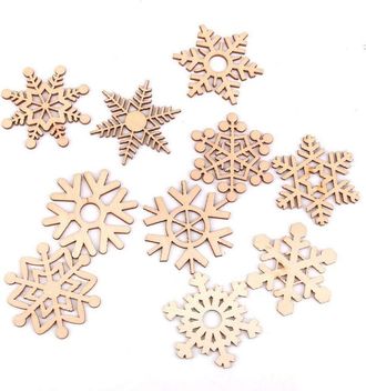 Generic 10 St&uuml;ck Schneeflocke Kugel aus Holz, Dekoration zum Aufh&auml;ngen, Dekoration f&uuml;r Party, Hochzeit, Weihnachten, langlebiges Design