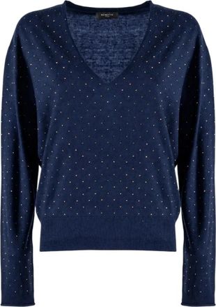 Nenette Maglia con micro strass - - Knitwear - Damen - Blau - XL
