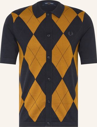 Fred Perry Strickhemd Slim Fit blau