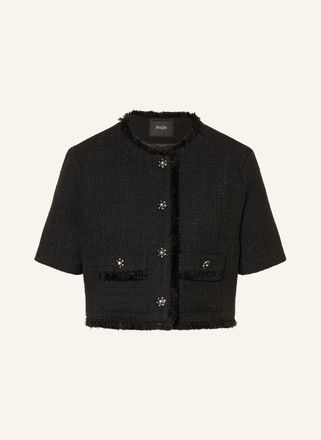Maje Boucl&eacute;-Jacke Mit Schmucksteinen Und Glitzergarn schwarz