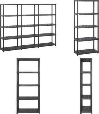 vidaXL Vidaxl - Lagerregal mit 5 Böden Schwarz 213x38x170 cm Kunststoff - Lagerräumlichkeit - Industrielles Regal - Metallregal - Regal Schwarz - Stauraum