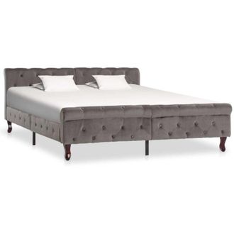 vidaXL Cadre de lit Gris Velours 160x200 cm - Vidaxl