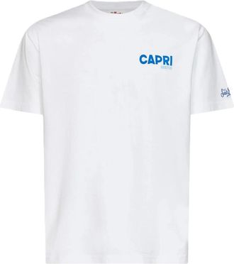 MC2 Saint Barth Homme, Tops, Blanc, Taille: L Portland Cotton T-Shirt With Front Print