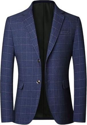 Generic Blazer &agrave; Carreaux pour Homme, Coupe ajust&eacute;e, Veste Sport l&eacute;g&egrave;re et d&eacute;contract&eacute;e, Bleu Marine, Taille 3XL