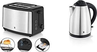 WMF Bueno Edition Toaster Edelstahl, Doppelschlitz- Toaster mit Brötchenaufsatz, 7 Bräunungsstufen, 800 W, edelstahl matt & BUENO Wasserkocher, 1,7 l, 240