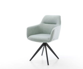 DELIFE Drehstuhl Pejo-Flex Stripes Mint Kreuzgestell kantig Schwarz 180&deg; drehbar, Esszimmerst&uuml;hle