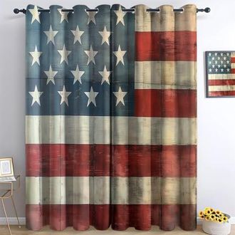 Generic Rideau Occultant Drapeau am&eacute;ricain Vintage minable, Rideaux Oeillets Protecter la Confidentialit&eacute; Beige Isolation Lumineux, Chambre L 117 x H 230 cm (
